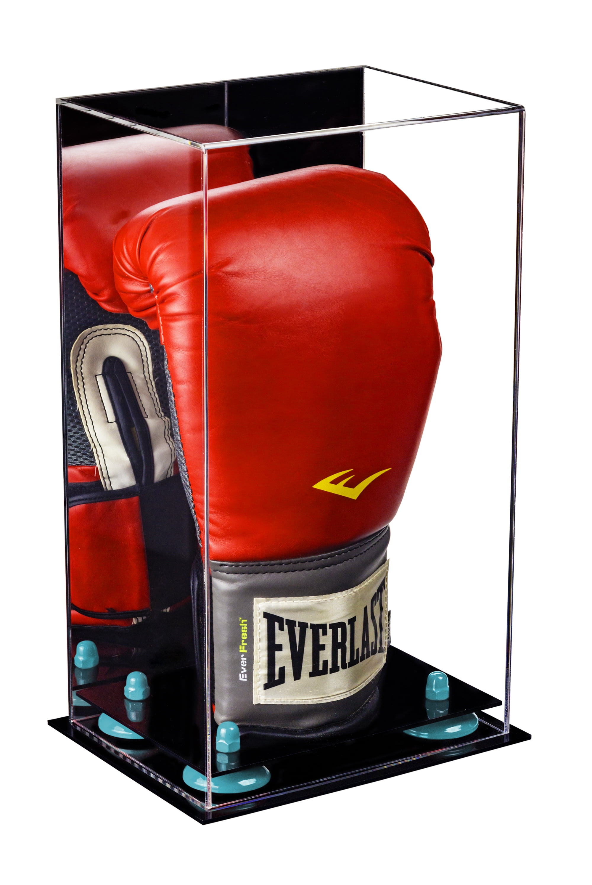 Deluxe Acrylic Boxing Glove Display Case with Mirror and Blue Risers ...