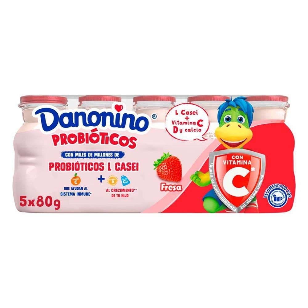Probióticos bebible Danonino con vitamina C, D y calcio sabor fresa 5 ...