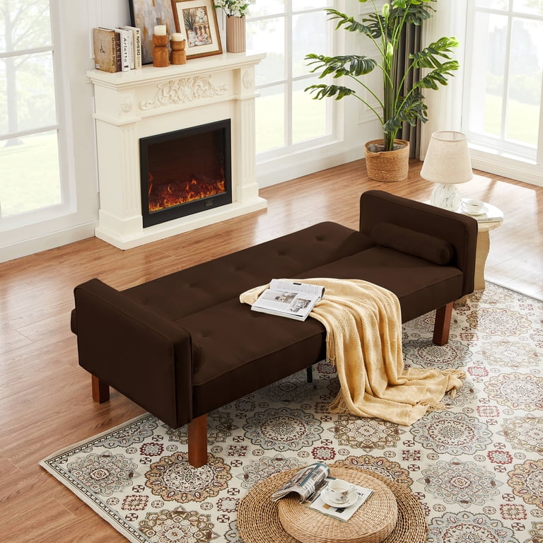 Furniture Of America Cozy Microfiber Futon Sofa Bed With Storage ...