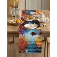 Fall Maple Leaves Table Runner 70 Inches Long,Modern Oil Painting ...
