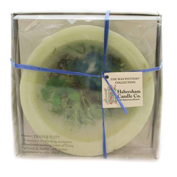 Habersham Candles TRANQUILTY WAX POTTERY VESSEL Eucalyptus Flameless ...