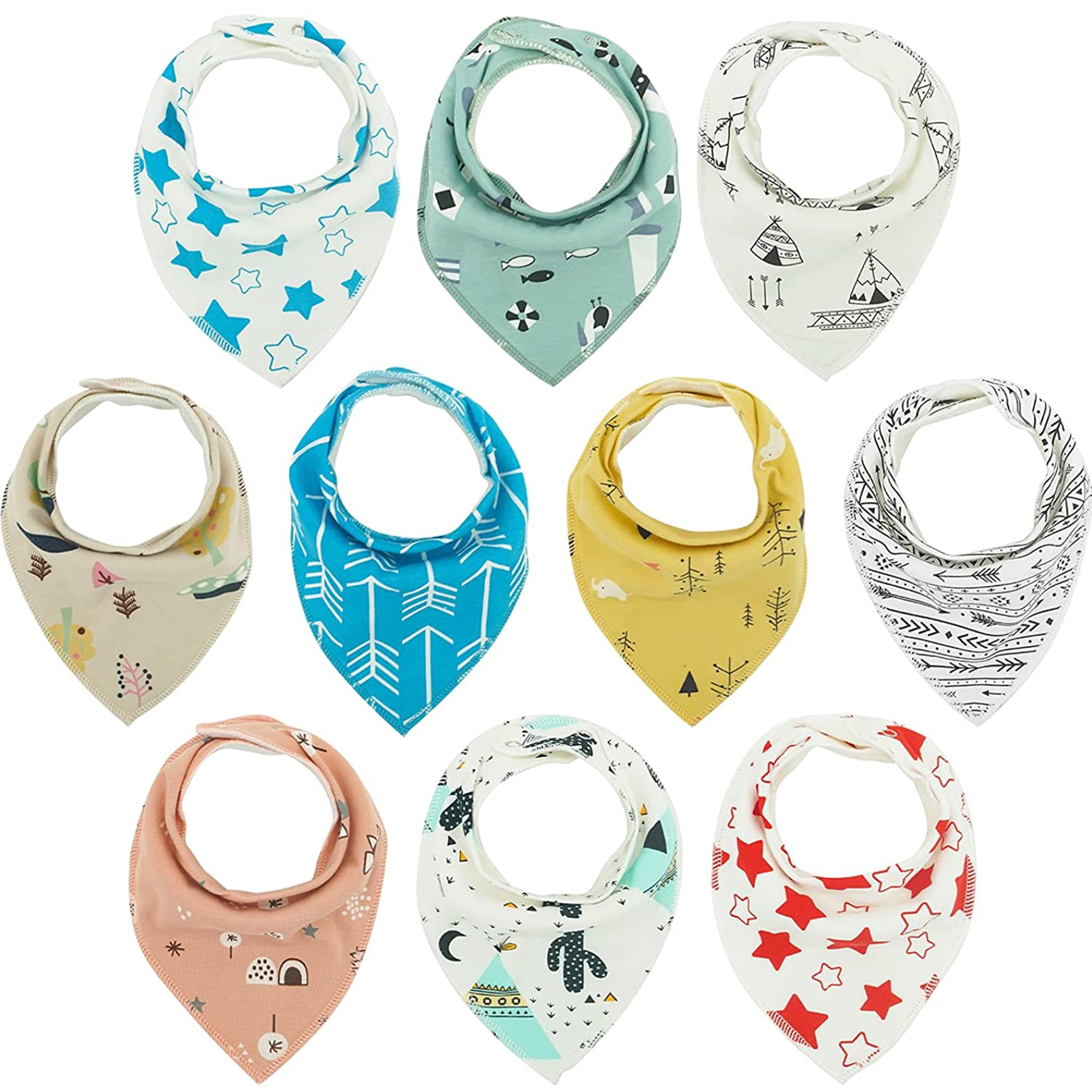 Sarvoza Cotton Bandanas Baby Bibs for Girls & Boys, Pack of 10 Drool ...