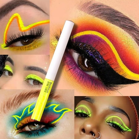 Neon Eyeliner Set, 8 Colors UV Glow Liquid Eyeliner, Luminous ...