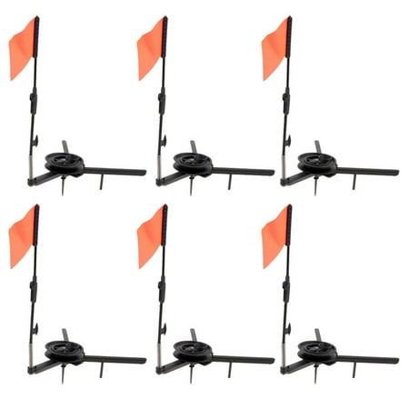 1/6PCS Ice Fishing Rod with Orange Flag Hole Cover Round Tip-Ups Fish ...