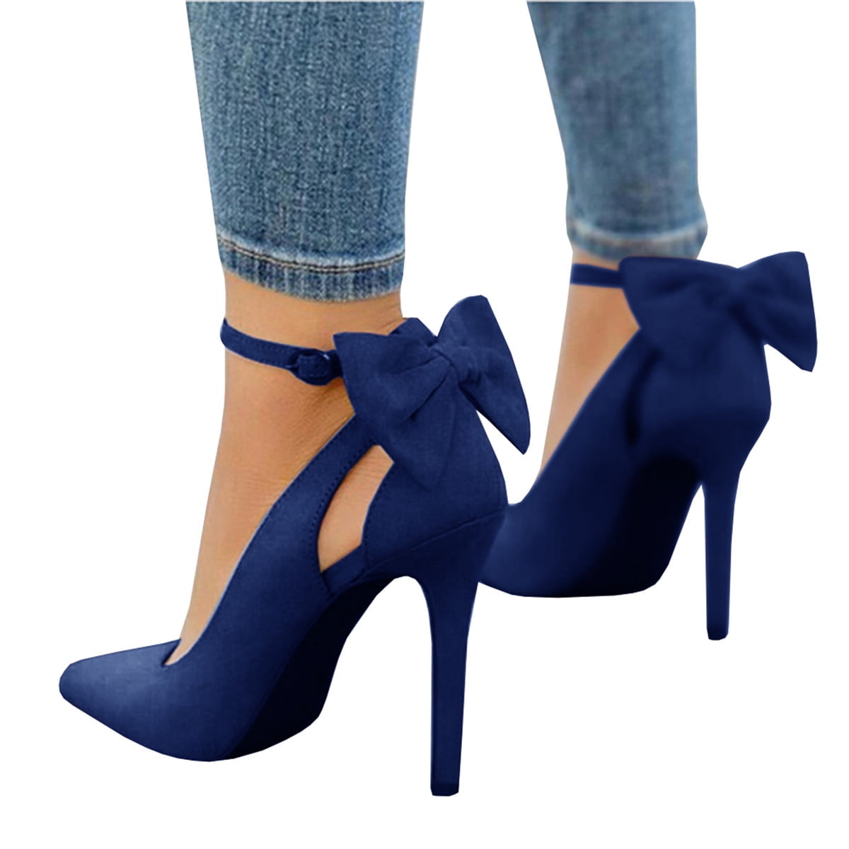 Blue Heels With Bow