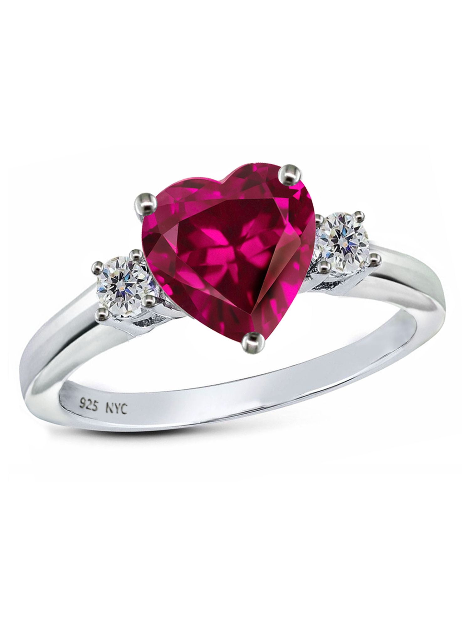 Star K - 8mm Heart Shape Created Ruby Ring - Walmart.com - Walmart.com
