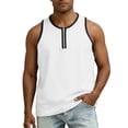 Antinious Men Patchwork Half Zip Round Neck Sleeveless Loose Trendy ...