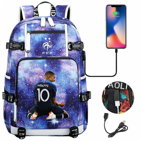 Mbappe Youth Print Backpack USB Backpack for Laptop Kids School Bags ...