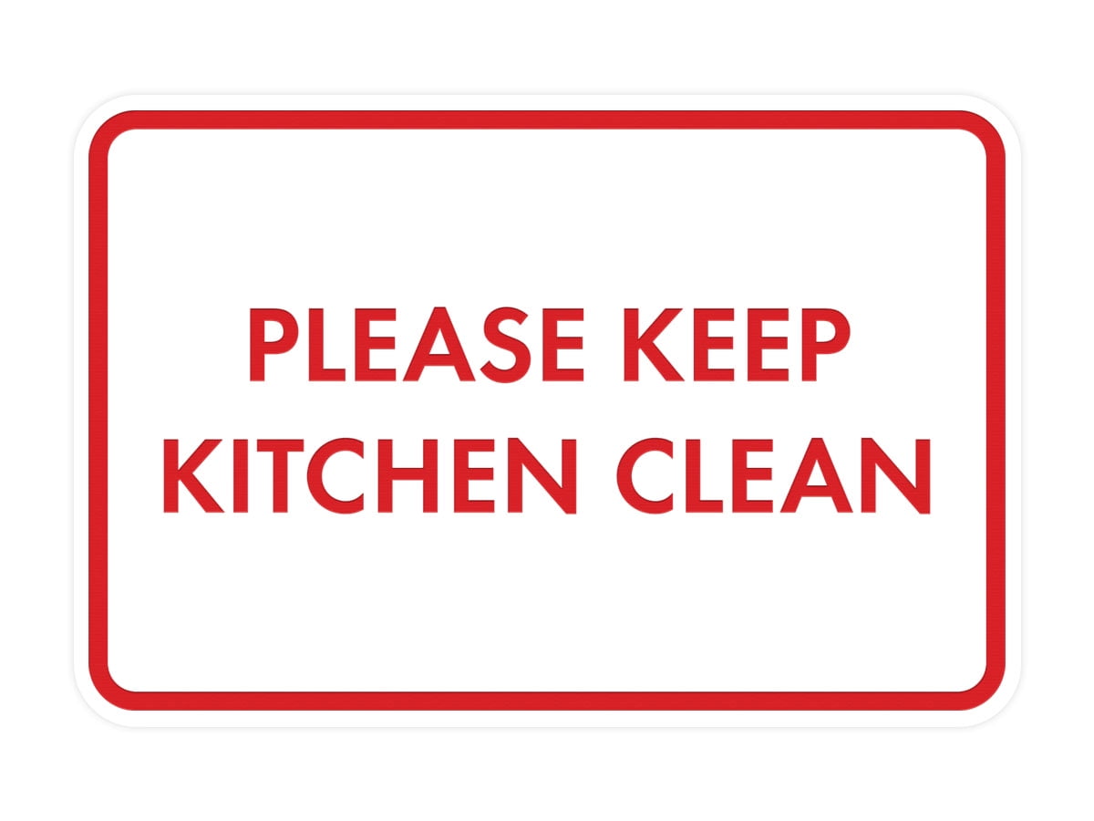 Classic Framed Please Keep Kitchen Clean Sign (White/Red) - Small ...