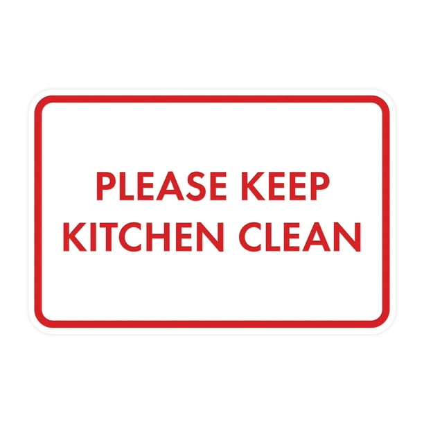 Classic Framed Please Keep Kitchen Clean Sign (White/Red) - Small ...