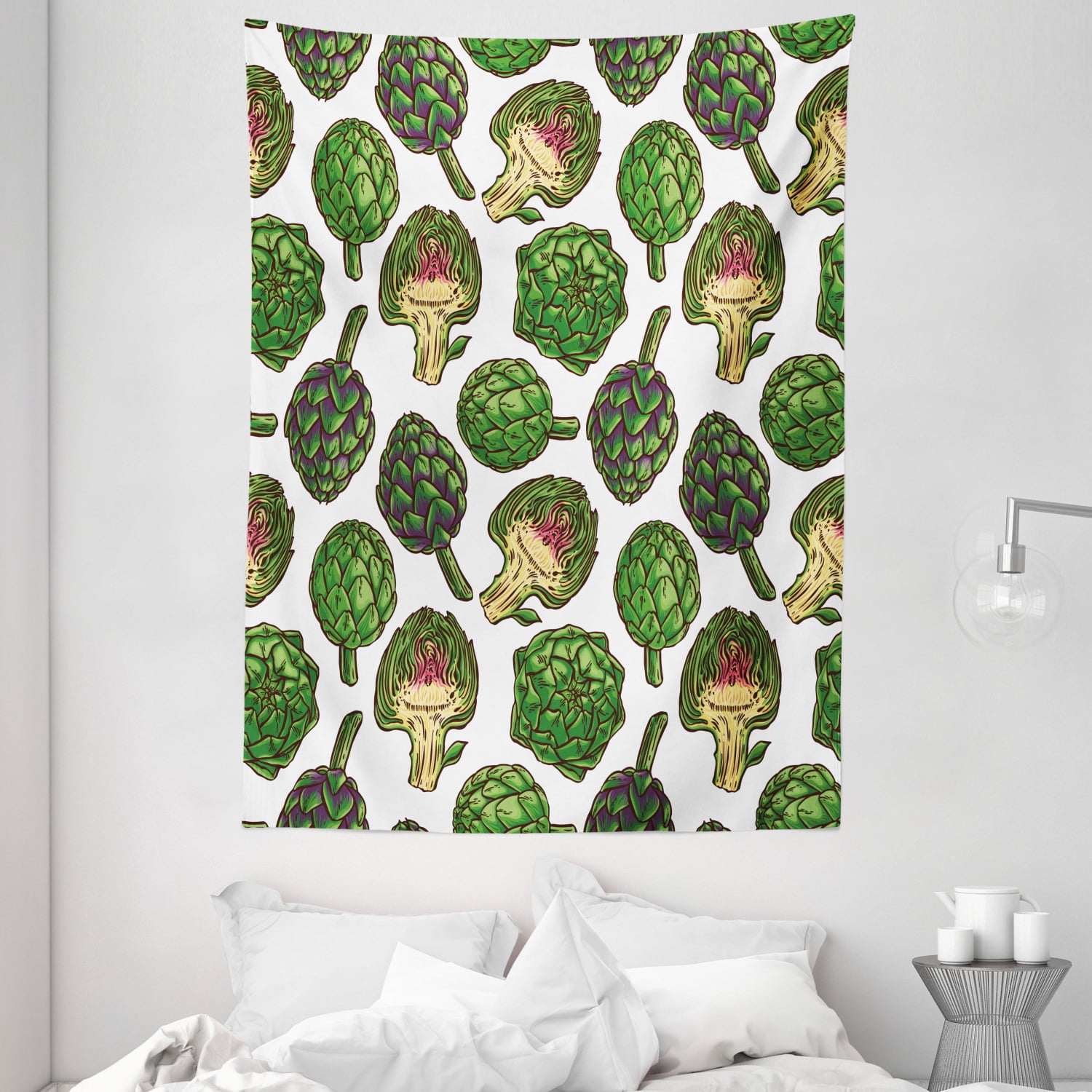 Artichoke Tapestry, Hand Drawn Healthy Foods in Various Forms Organic ...