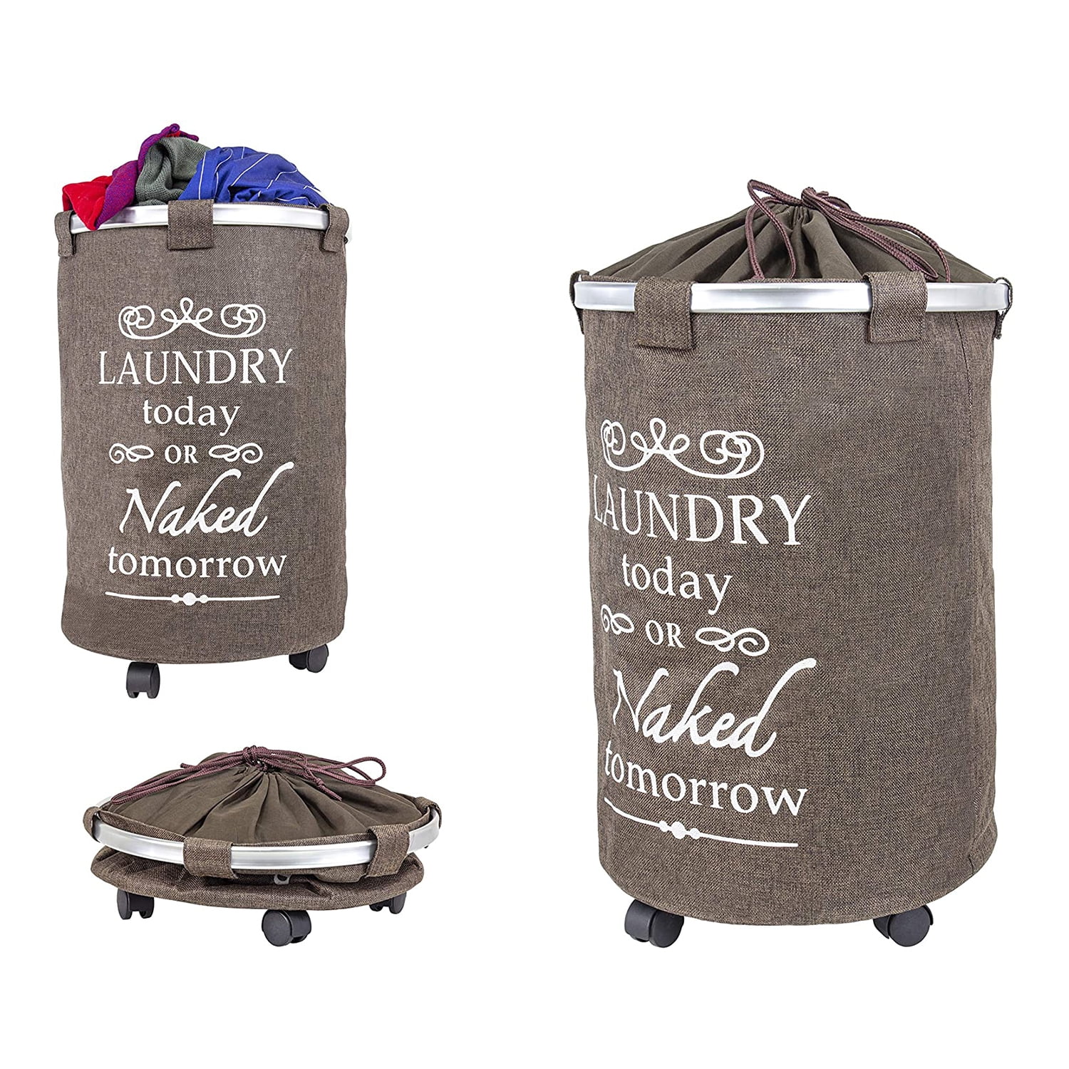 dbest products Laundry Trolley 360 Bag Hamper Basket Cart with Swivel ...