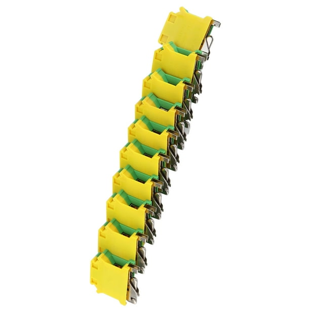 Pure Copper Terminal Block,50Pcs DIN Rail Mount Grounding Terminal DIN ...