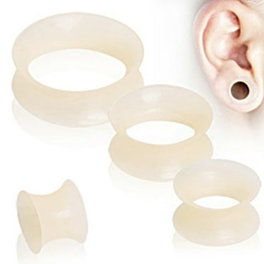 Double Flare flexible Ear Gauges plugs Silicone Flesh Color-Sold in ...
