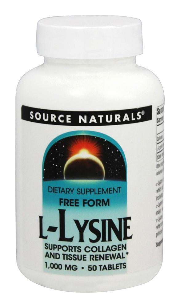 Source Naturals - L-Lysine 1000 mg. - 50 Tablets - Walmart.com ...