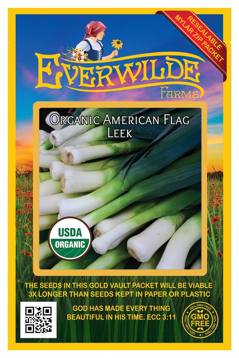 Everwilde Farms - 500 Organic American Flag Leek Seeds - Gold Vault ...