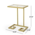 Noble House Speakes Iron C-Shaped End Table with Tempered Glass, Gold ...