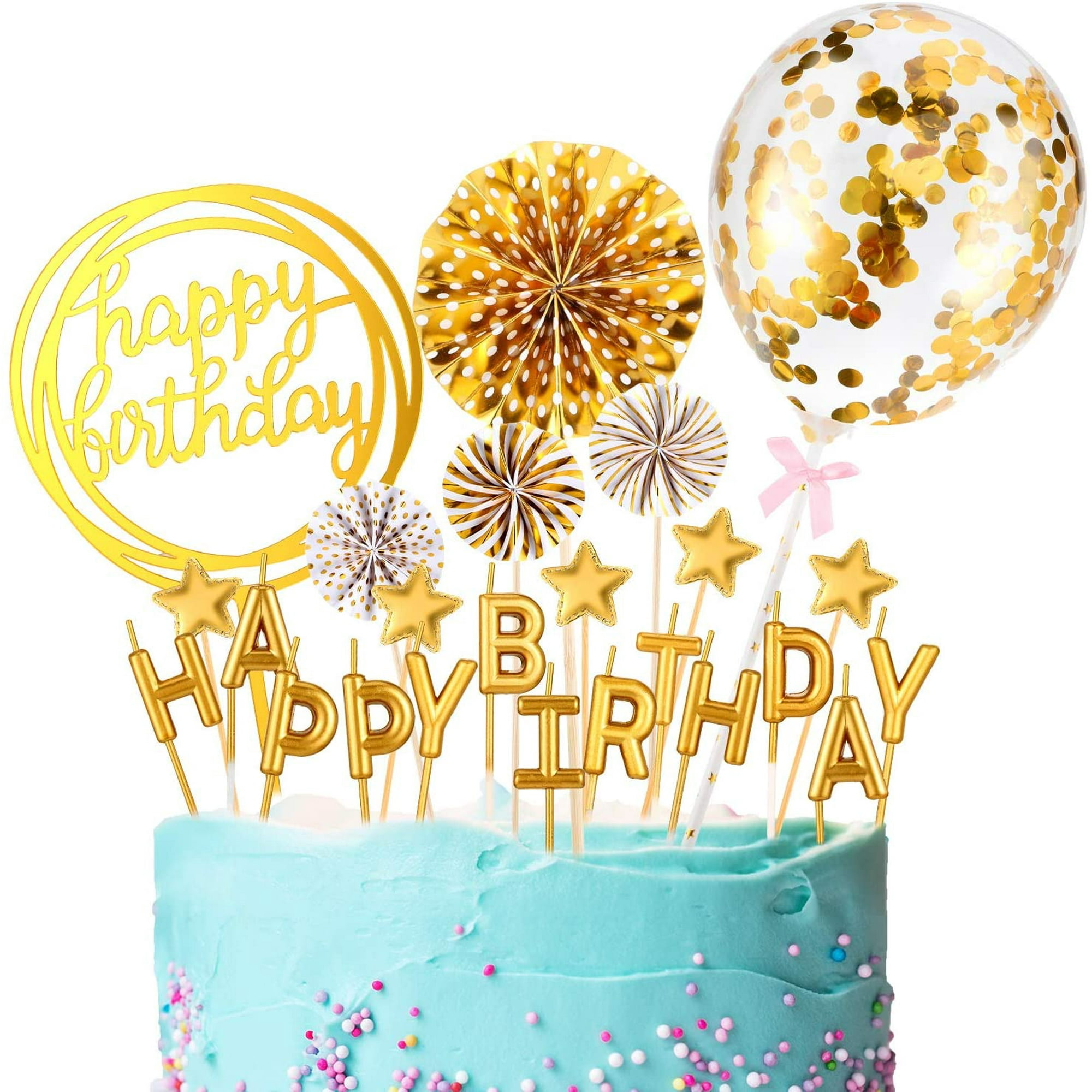 Click here for Riozev Gold Birthday Cake Topper Set Happy Birthda... prices