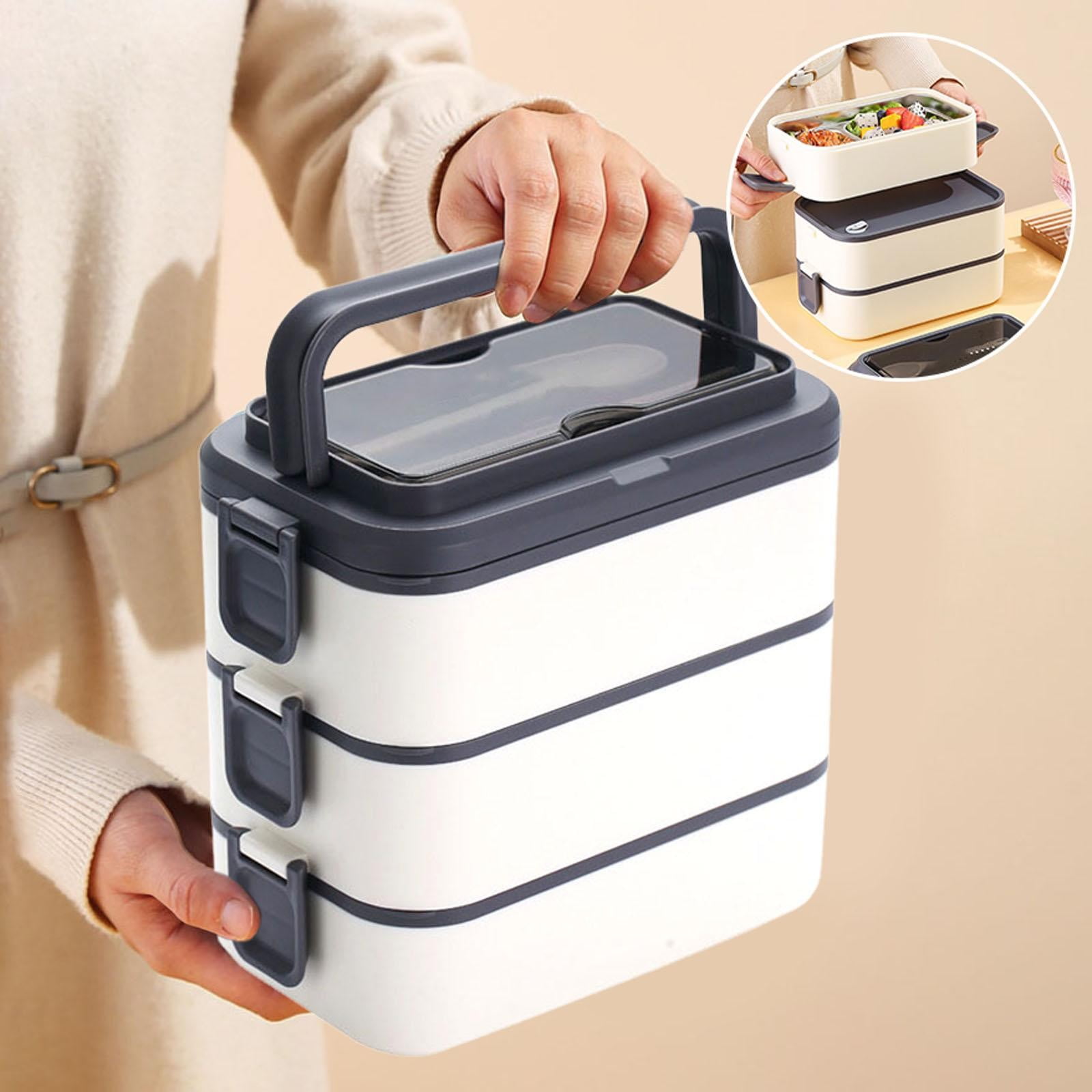 Huarll Clearance Stackable Box Adult Lunch Box 3000ml Large Capacity 3 Leakproof Microwave Lunch Containers With Utensil Set Dividers For Kids And Adu