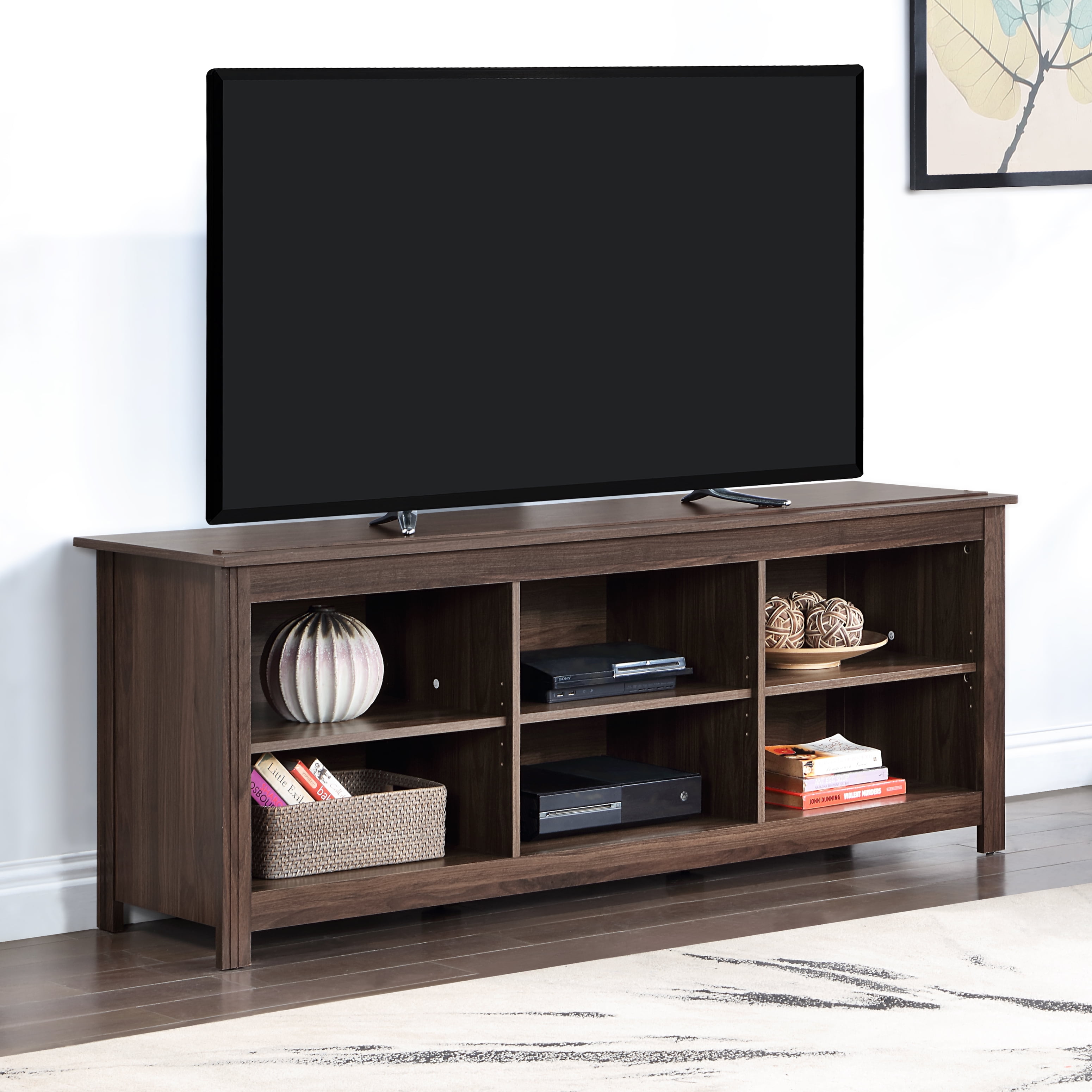 Mainstays Adjustable Shelf TV Stand for TVs up to 70", Canyon Walnut ...