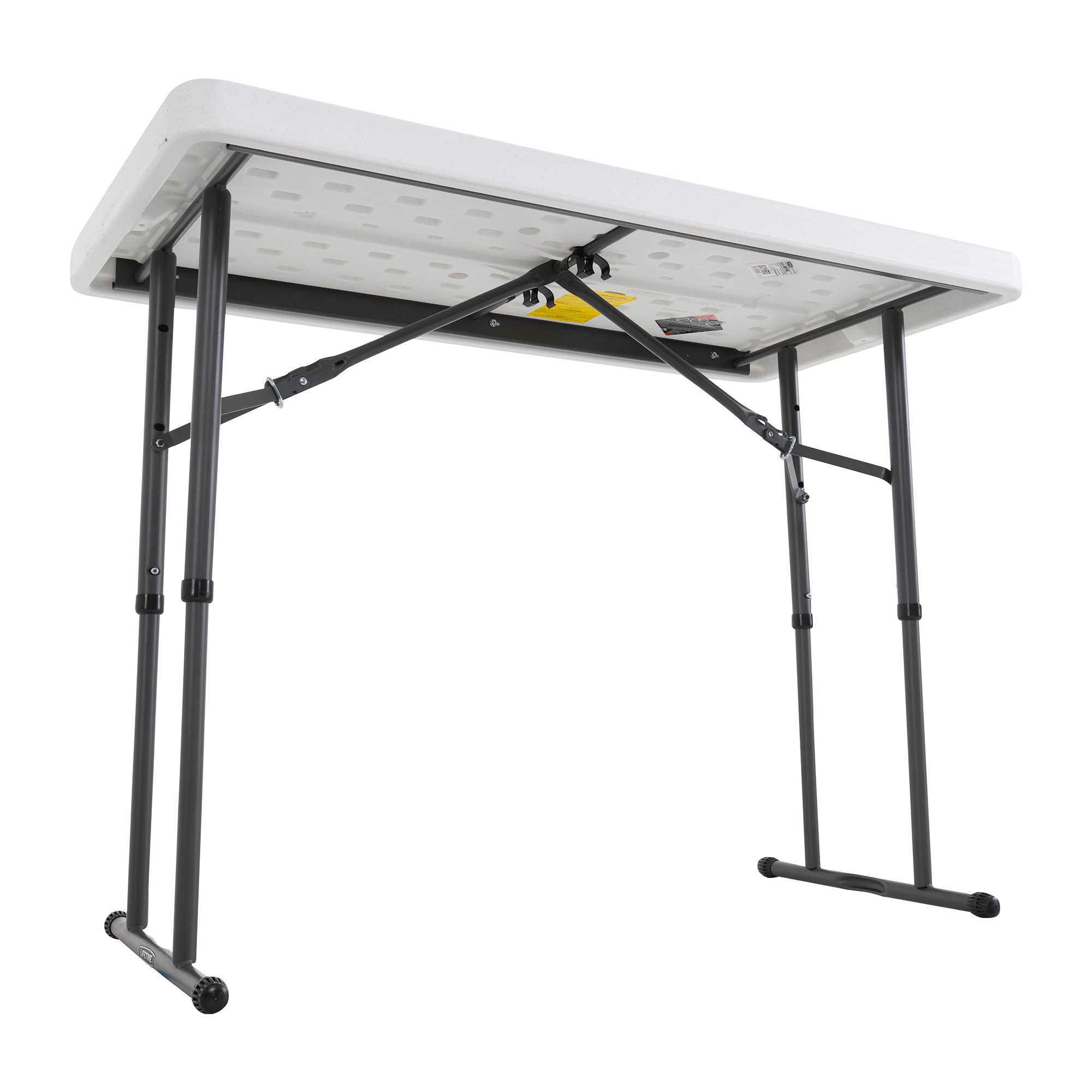 Lifetime 4ft Plastic Foldable Adjustable Rectangle Table Commercial Grade Indoor Outdoor White Granite 80160 Walmart