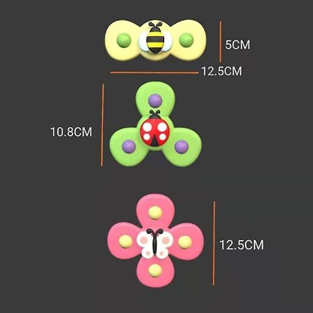 3 Pack Baby Sucker Spinning Top Toy Fidget Spinner Bath Toy With ...