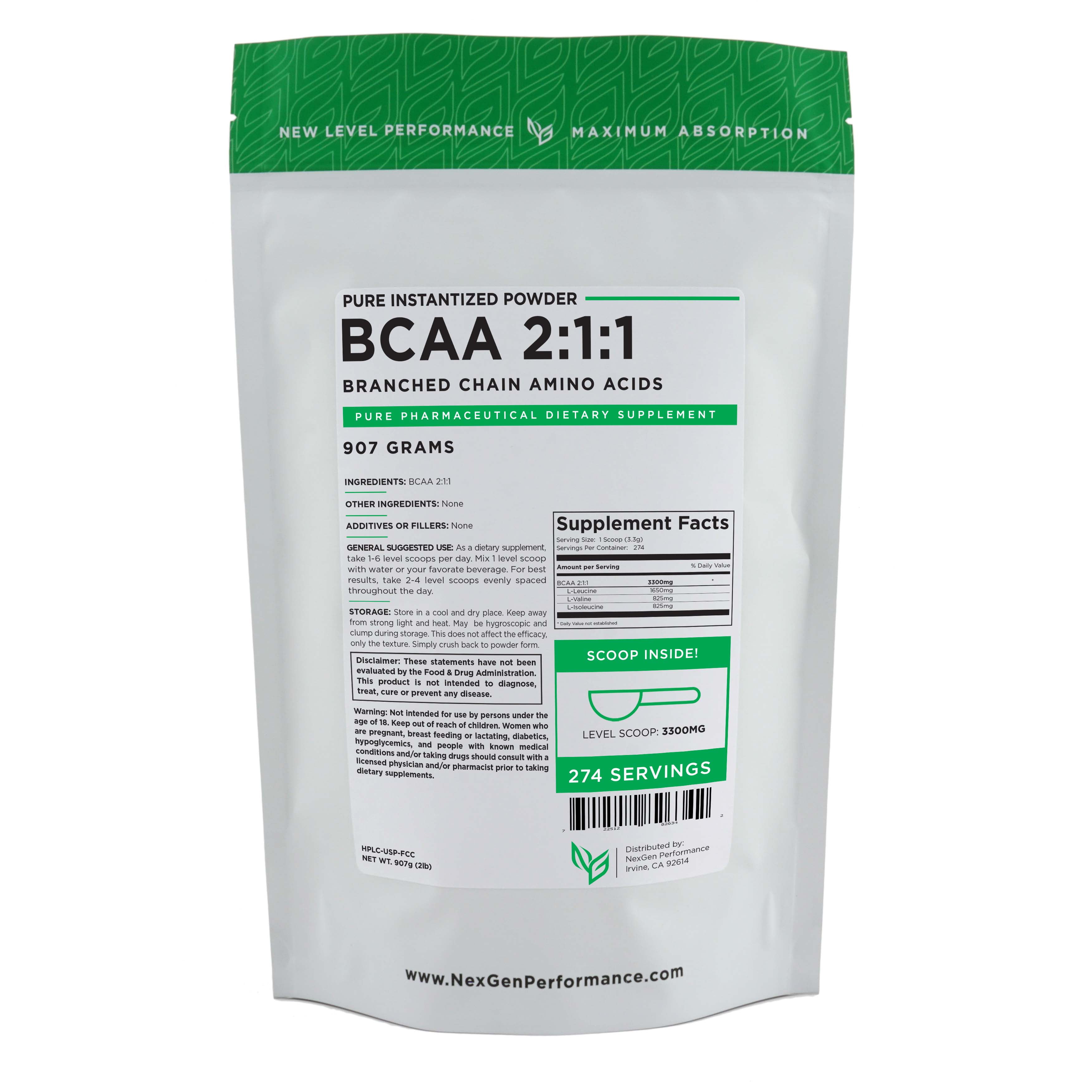 BCAA Powder - 2lb (32oz) - 100% Amino Acid L-VALINE L-LEUCINE L ...