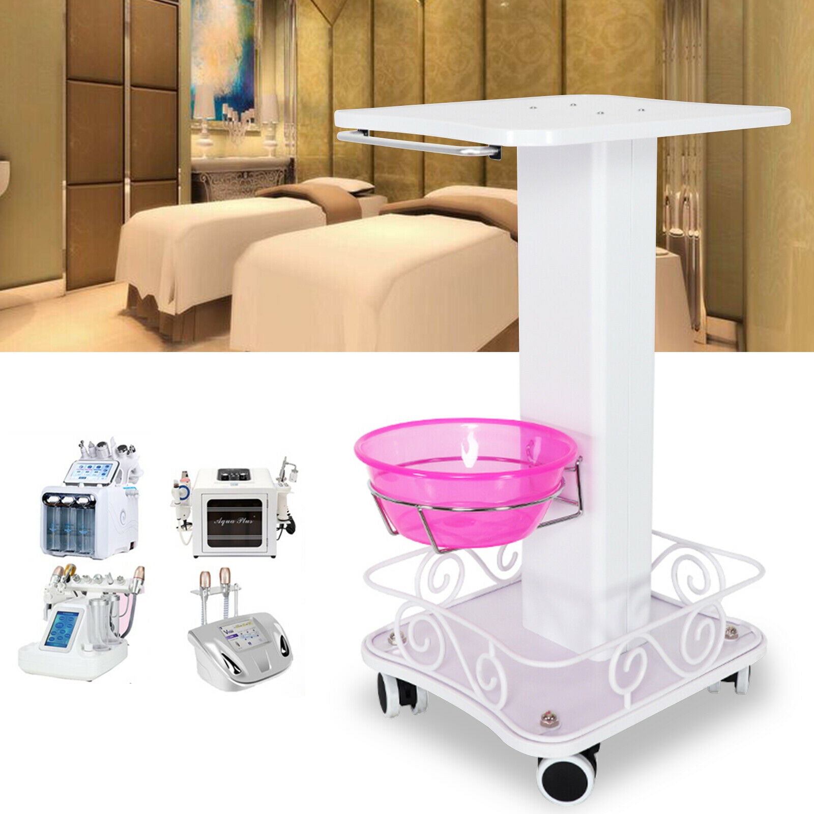 Anqidi Beauty Salon Trolley White Beauty Instrument Cart SPA Storage ...