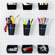 Countertop Pegboard Spinner Rack, Magnetic, 60 Hooks (Black with Chrome ...