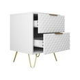 Hommoo Carving Texture 2-Drawer Nightstand, Modern Bedside Table with ...