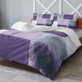4 Piece Duvet Cover Set Twin, Abstract Purple Gray White Square ...