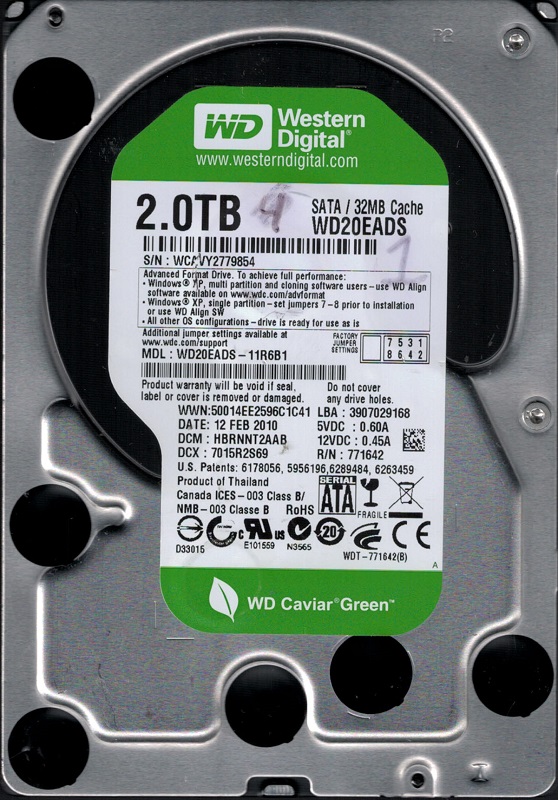 Western Digital WD20EADS-11R6B1 2TB DCM: HBRNNT2AAB - Walmart.com