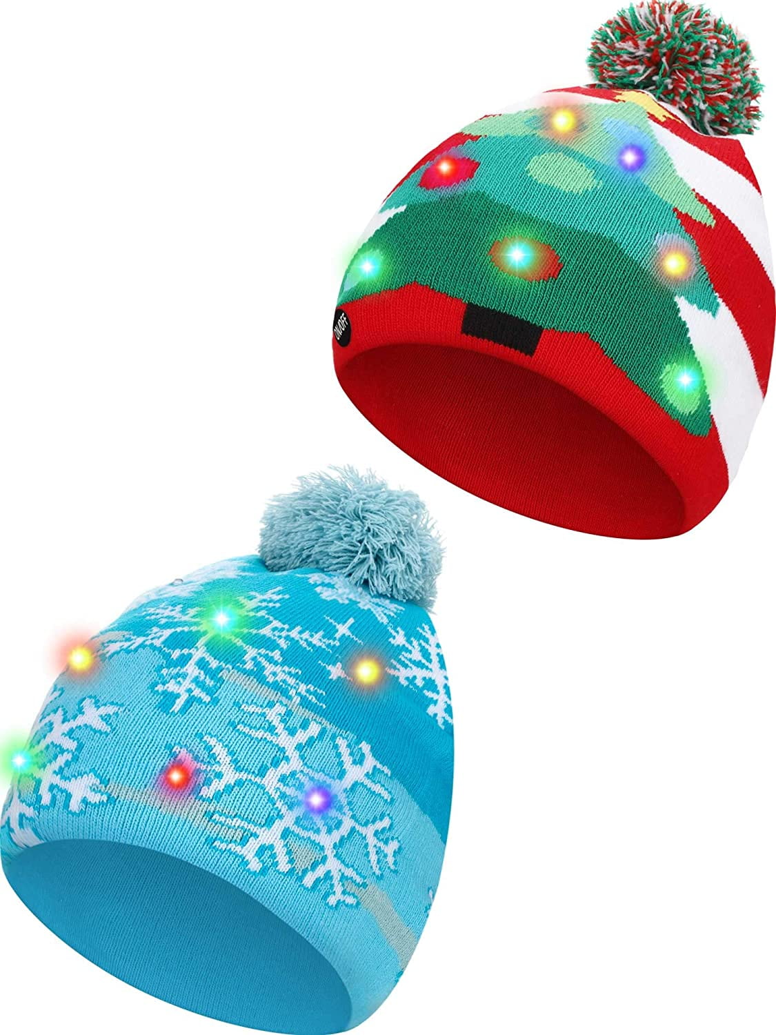 Christmas LED Light up Beanie Hats Ugly Sweater Knit Hats for Christmas ...