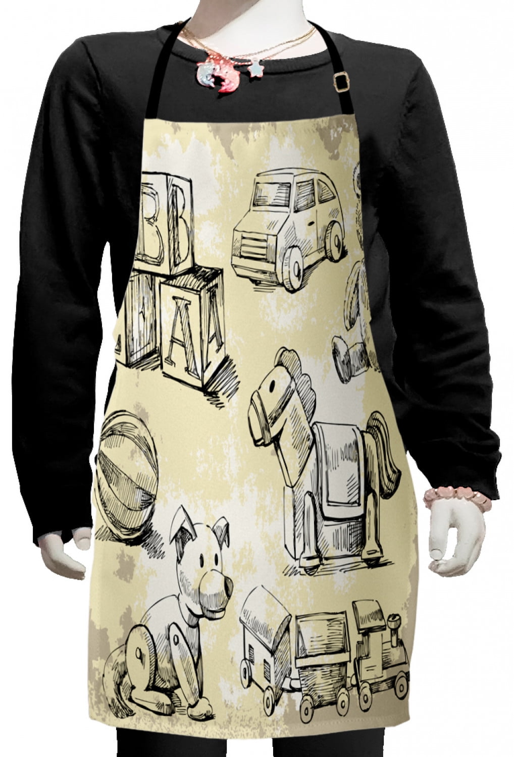 Vintage Kids Apron, Illustration of Kids Old Toys on Grunge Setting ...