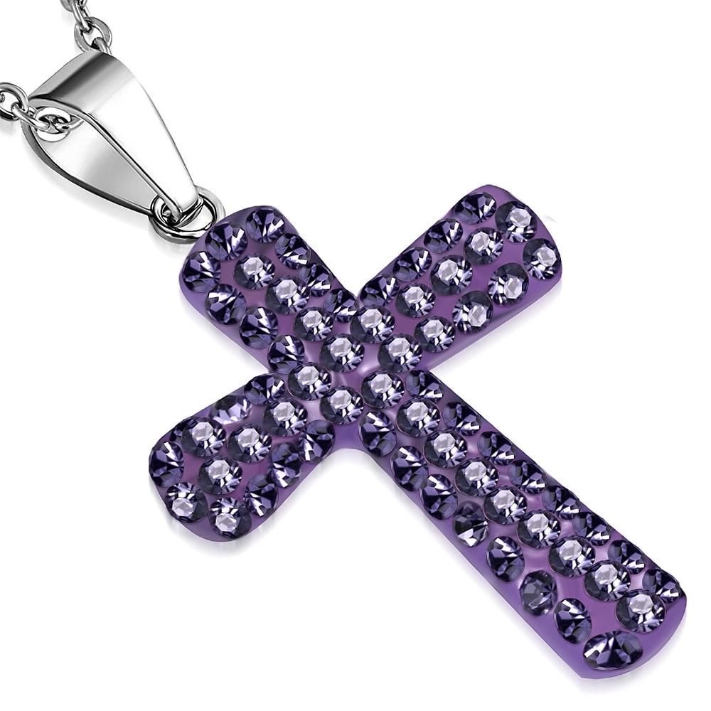 Fashion Alloy Multicolor CZ Religious Cross Pendant Necklace, 18 ...