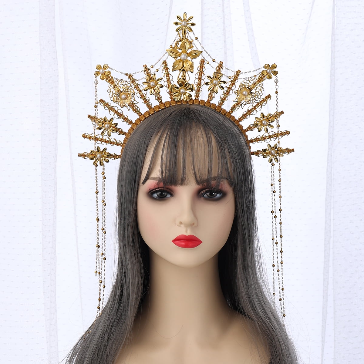 GRACEART Gold Halo Crown Headpiece Mary Goddess Crown Women Zip Tie ...
