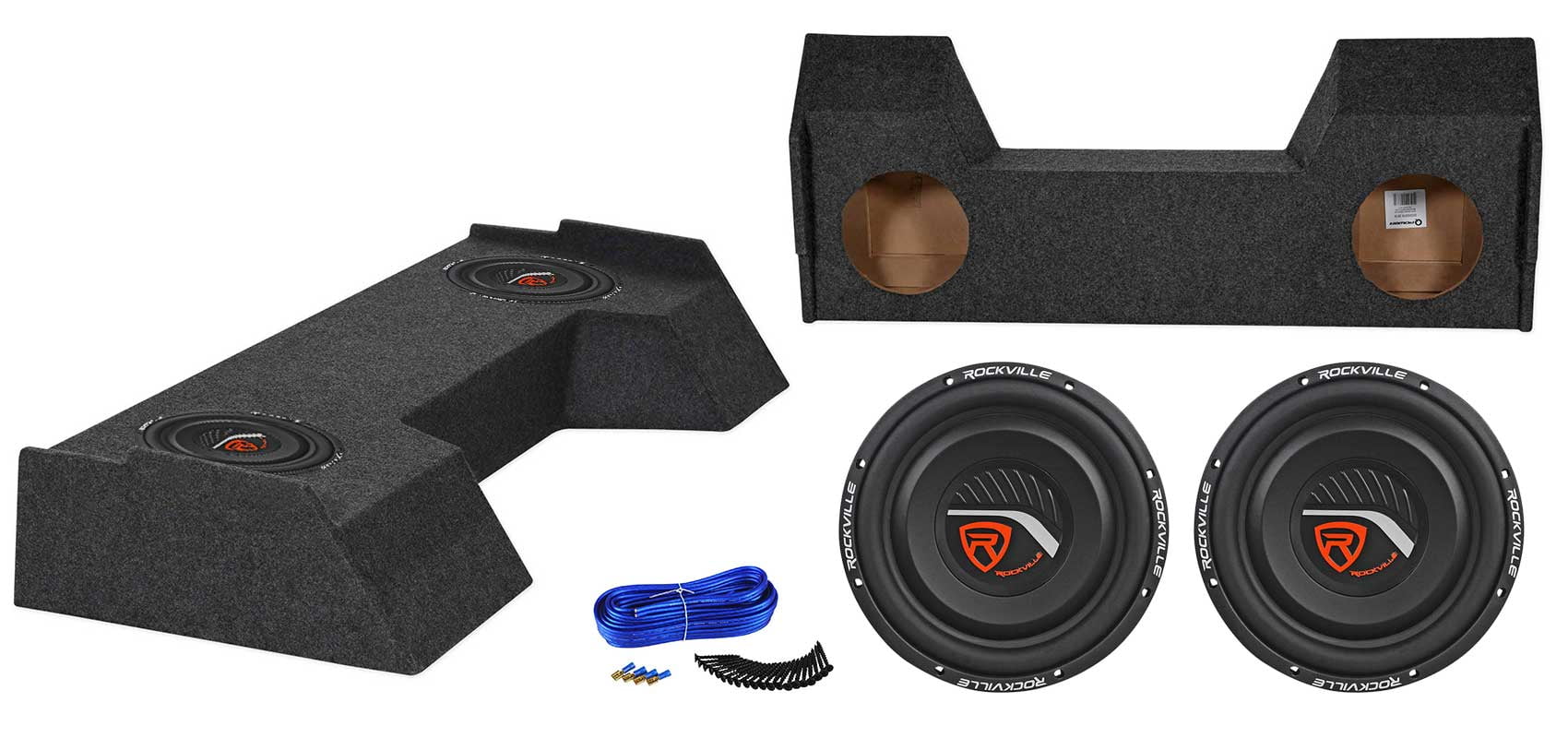 (2) 10" 2-Ohm Subwoofers+Sealed Downfire Sub Box For 2019 Dodge Ram ...