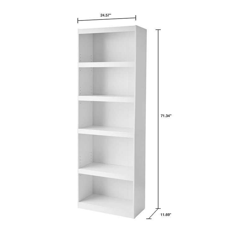 Mainstays Framed 5 Shelf Bookcase with Adjustable Shelves White Walmart