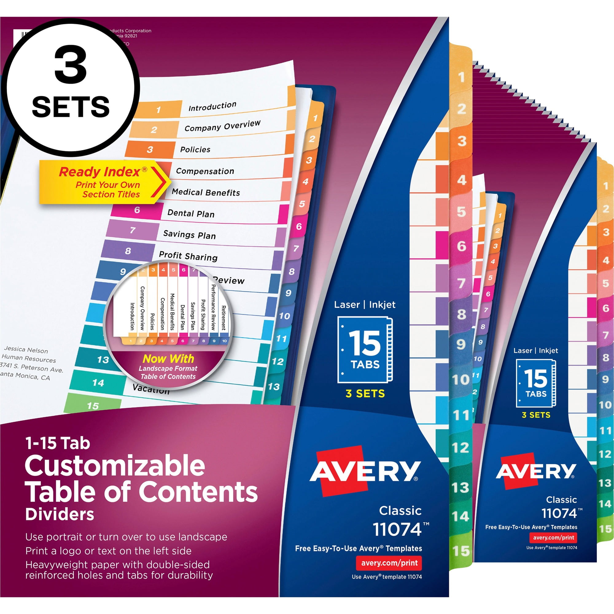 Avery® Customizable Table Of Contents Dividers, Ready Index(r ...