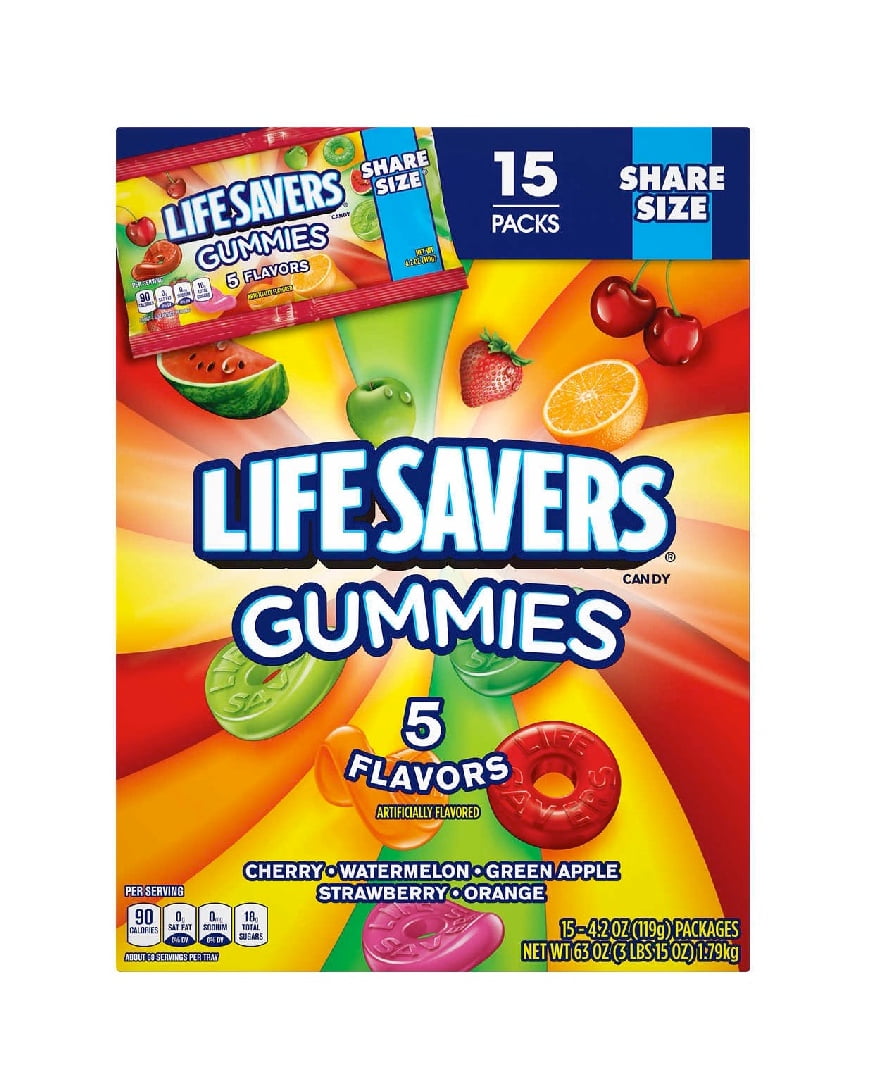 Life Savers Share Size Gummies, 5 Flavors, 4.2 oz, 15 ct 1PK - Walmart.com