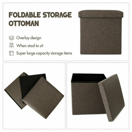 Folding Storage Ottoman Cube Space-Saving Storage Toy Box Foot Rest ...