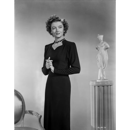 Myrna Loy standing in Long Sleeve Dress Photo Print (8 x 10) | Walmart ...