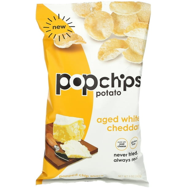 Popchips Potato Chips, Aged White Cheddar, 5 oz (142 g) Pack Of 12 ...