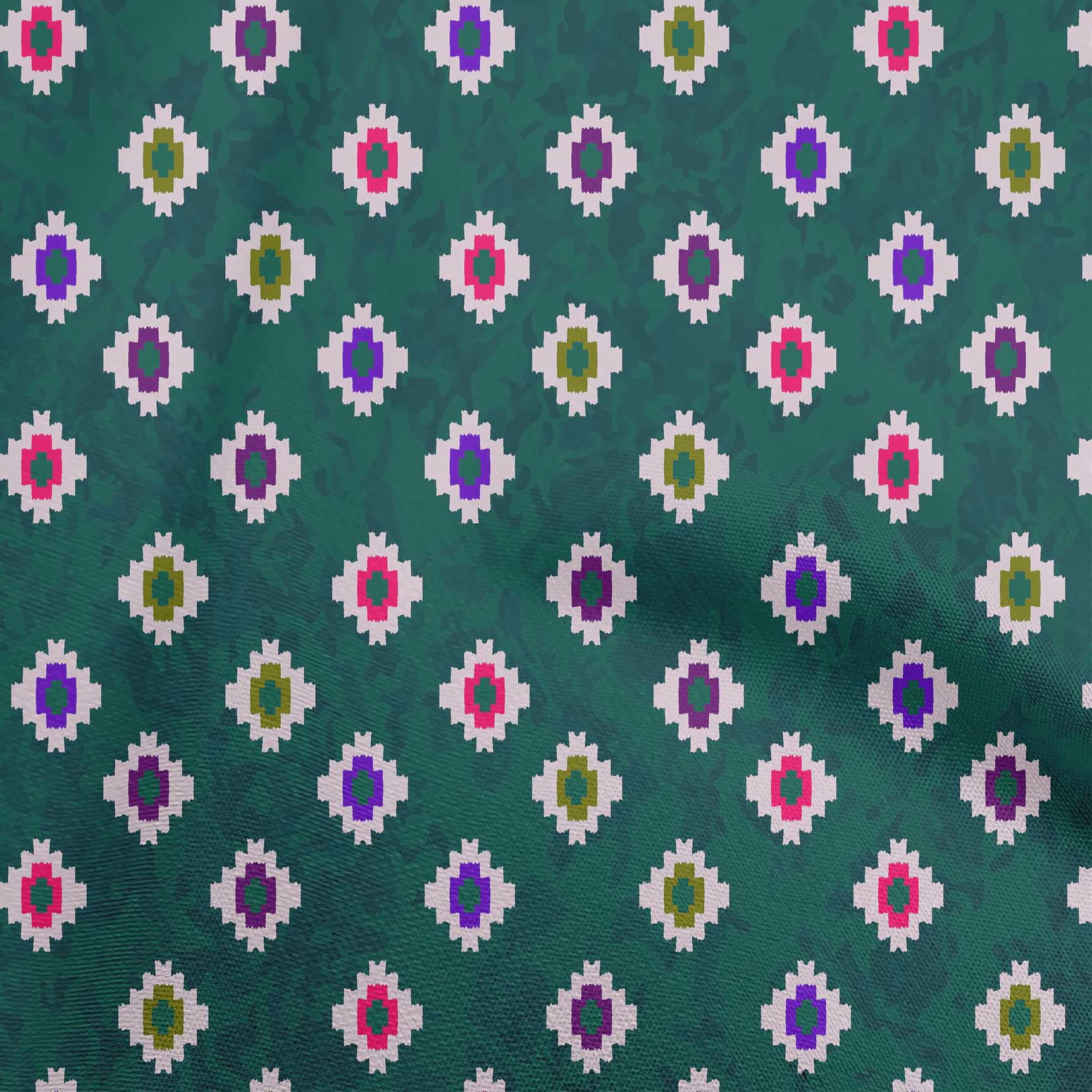 oneOone Cotton Cambric Dark Green Fabric African Aztech Sewing Material ...