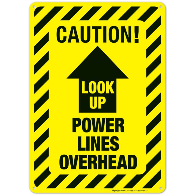Power Lines Overhead Sign, OSHA Caution Sign, - Walmart.com