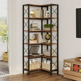IRONCK 6-Tier Corner Shelf, Industrial Display Bookshelf, Freestanding ...