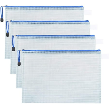 ICHUDAN Mesh Zipper Pouch Document Bag Plastic Zip File Folders ...