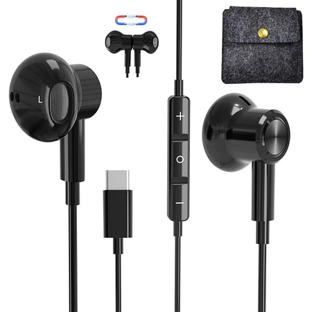 USB C Headphones with Microphone, Hi-Res USB C Magnetic In-Ear Digital ...