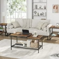 39.3" Rustic Industrial Coffee Table, 2-Tier Rectangular Living Room Center Table with Metal ...