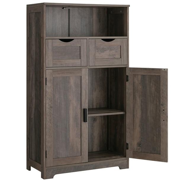 IWELL Large Storage Cabinet, Bathroom Cabinet with 2 Drawers & 2 Shelf ...